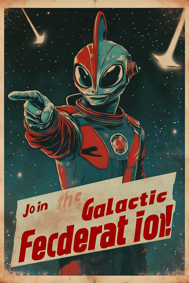 Retro Sci-fi Alien Propaganda Poster - Galactic Federation Recruitment ...