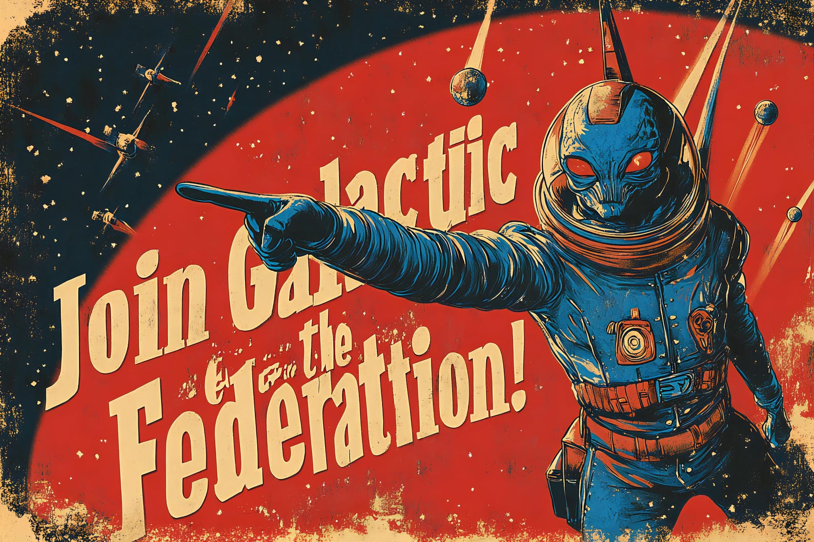 Retro Sci-fi Alien Propaganda Poster - Galactic Federation Recruitment ...