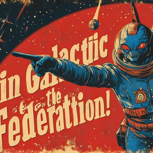 Retro Sci-fi Alien Propaganda Poster - Galactic Federation Recruitment ...