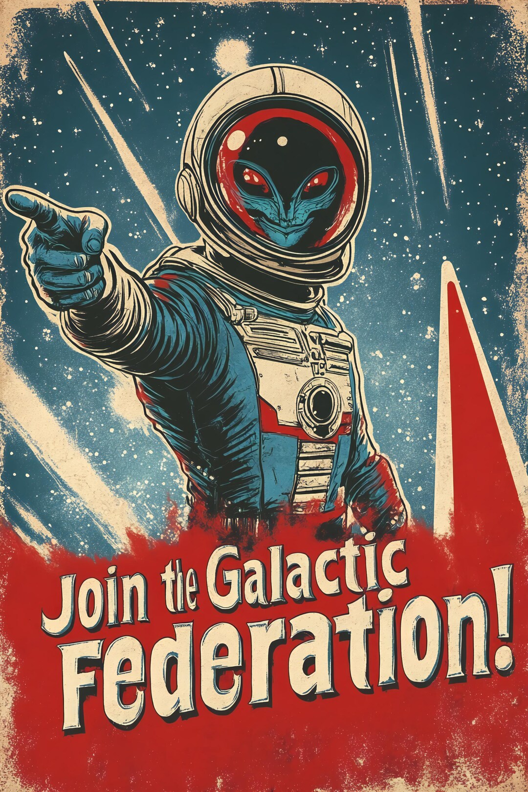 Retro Sci-fi Alien Propaganda Poster - Galactic Federation Recruitment ...