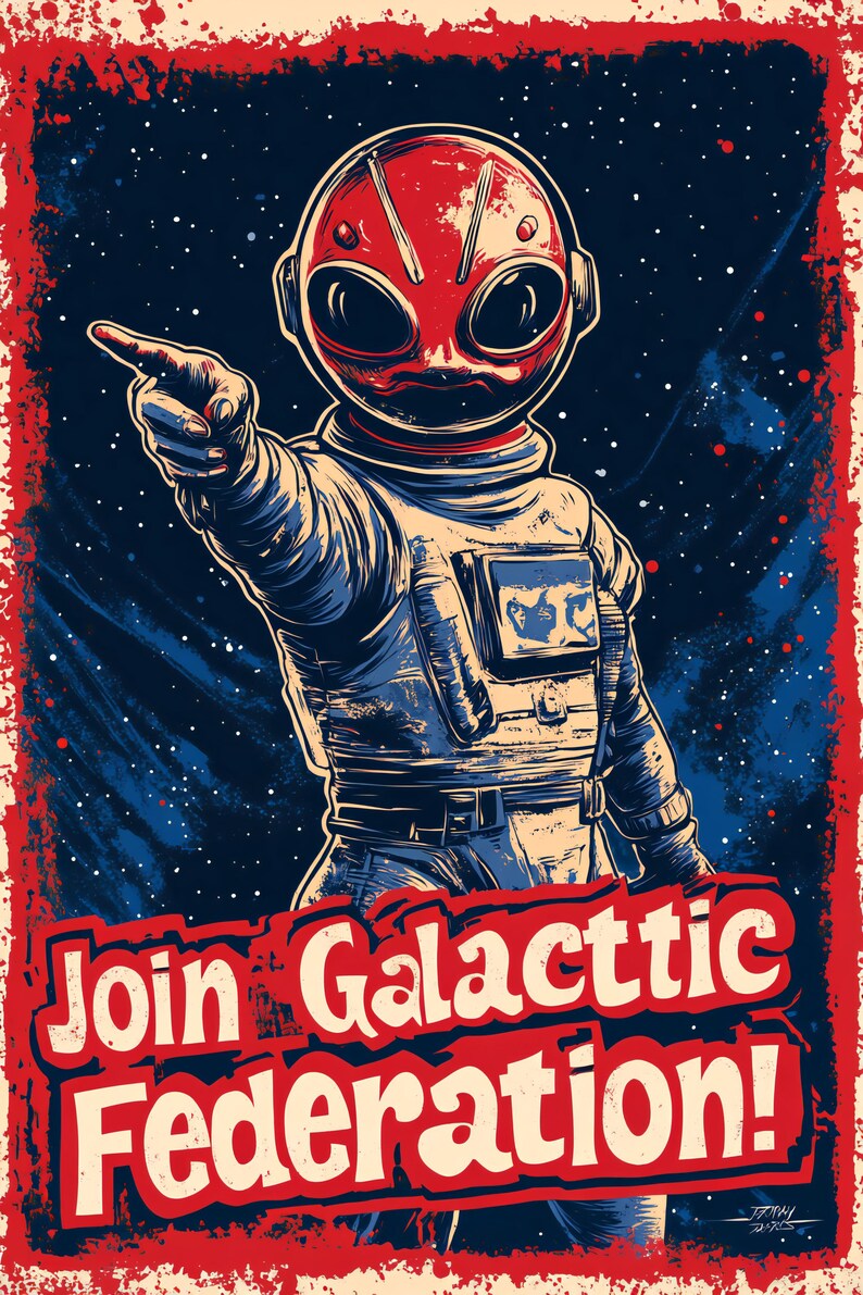 Retro Sci-fi Alien Propaganda Poster - Galactic Federation Recruitment ...