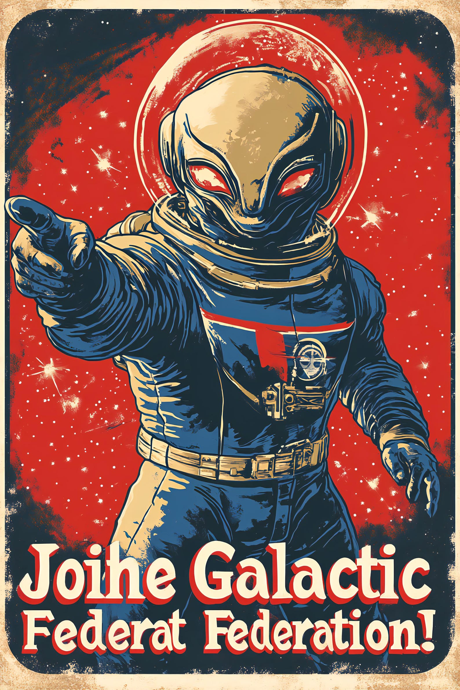 Retro Sci-fi Alien Propaganda Poster - Galactic Federation Recruitment ...