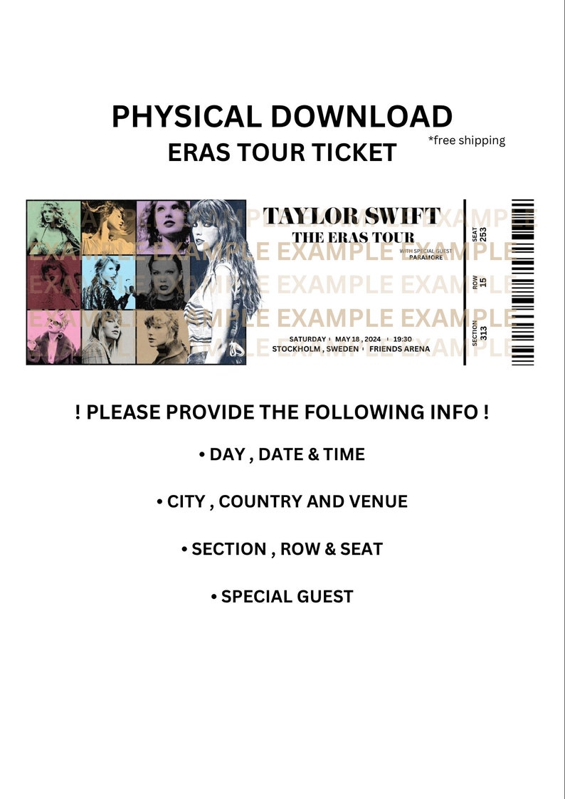 Physical Copy of ERAS Tour Ticket - Etsy