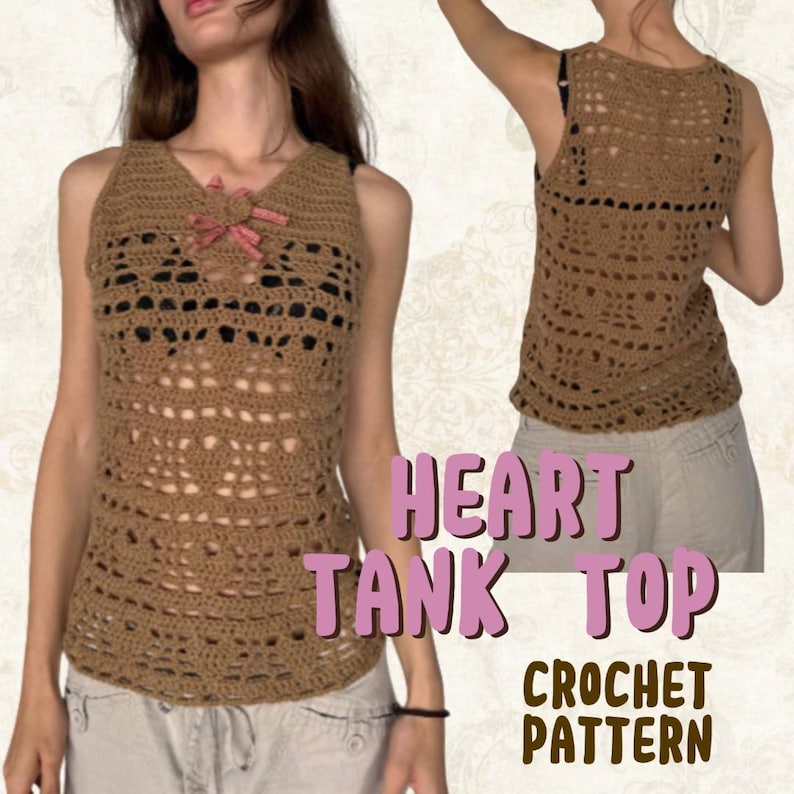 Heart Lace Tank Top Crochet Pattern | Y2K Boho Festival (PDF Download ...