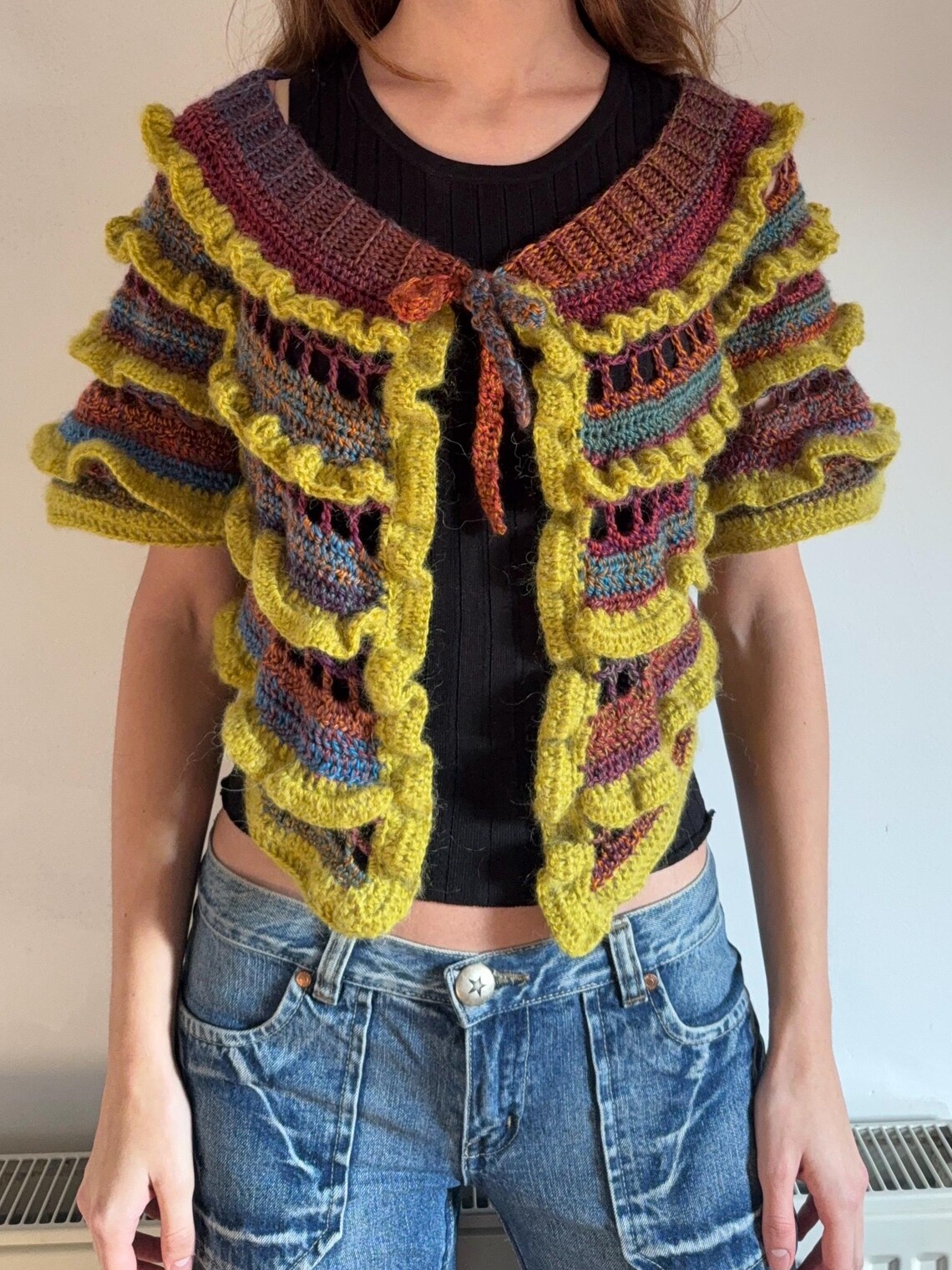 Sunset Ruffle Vest PDF Crochet Pattern: Crochet Cardigan, Crochet Vest ...