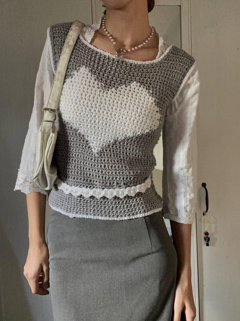 Heart Tank Top: Crochet Pattern for Bicolour Oversized Vest, Fitted ...