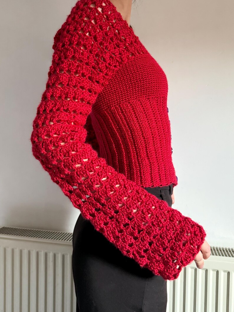 Scarlett Square Neck Crochet Top Pattern - Y2k Sweater With Mesh ...