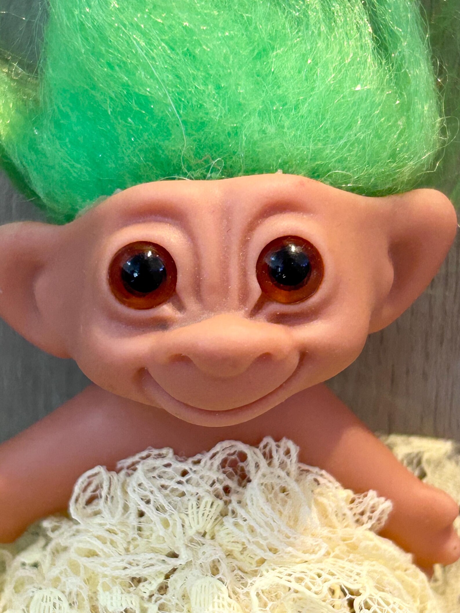 1980s Vintage Wishnik Troll Doll Double Horseshoe Uneeda Green Hair ...