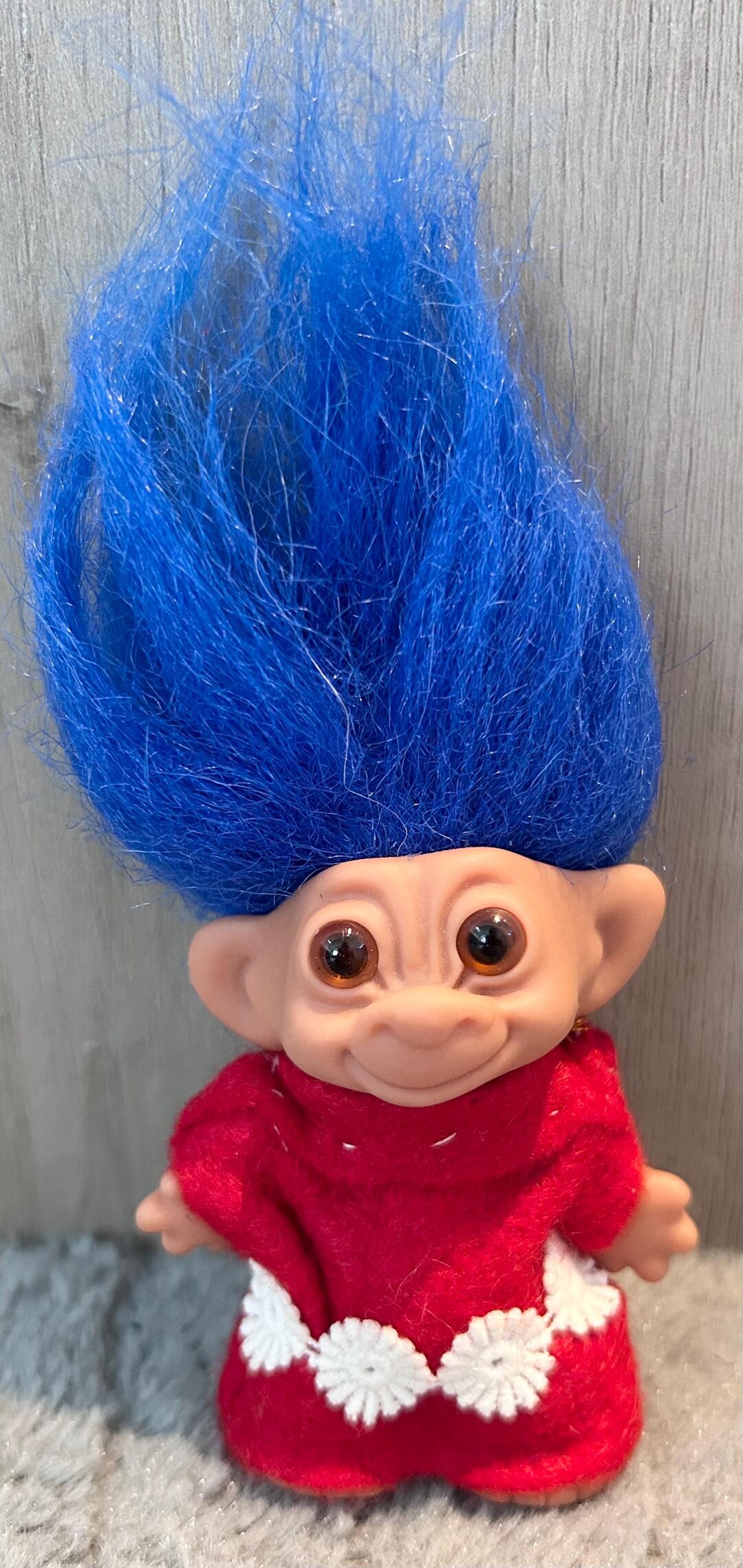 1980s Vintage Wishnik Troll Doll Double Horseshoe Uneeda Blue Hair ...