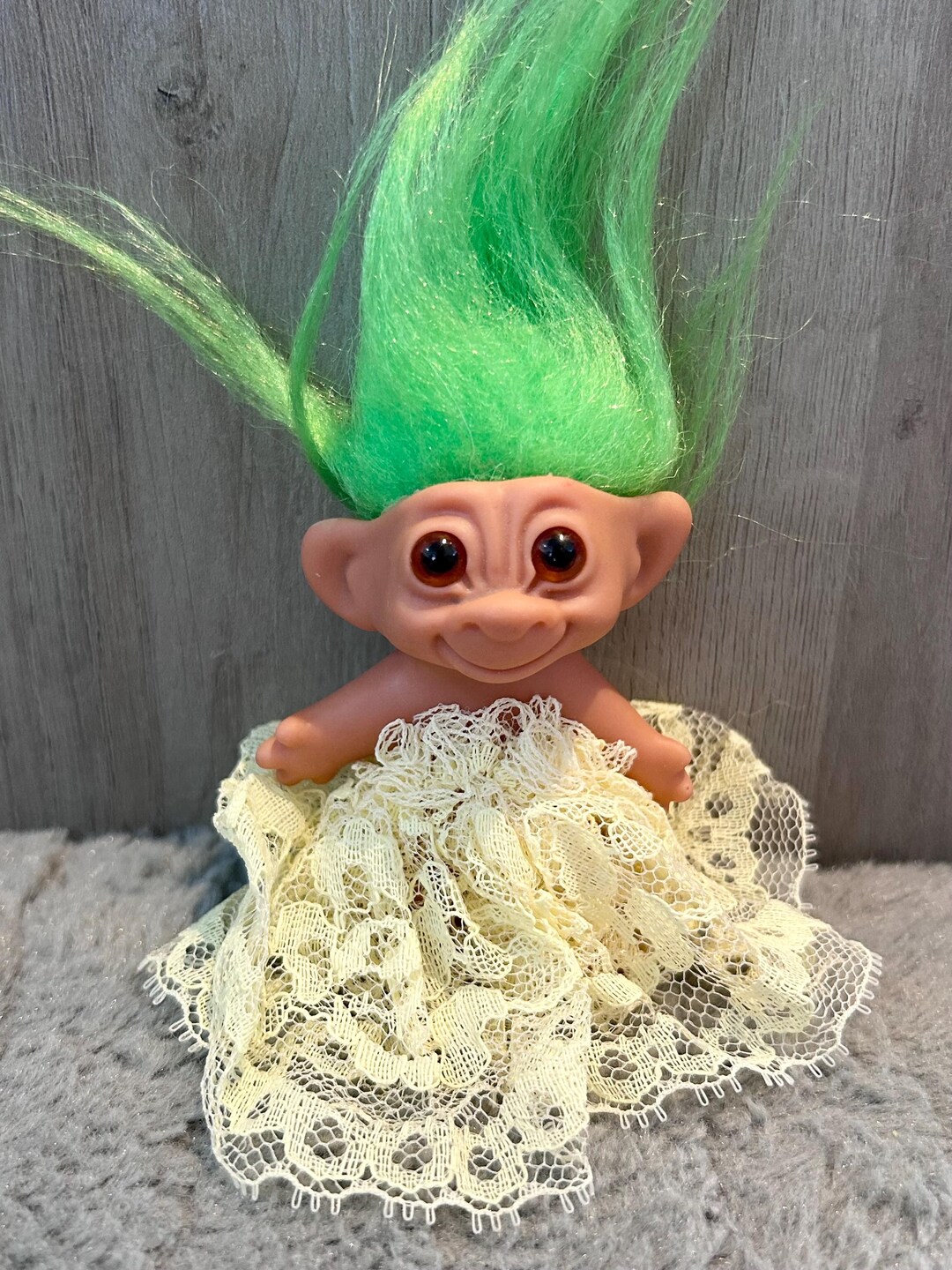 1980s Vintage Wishnik Troll Doll Double Horseshoe Uneeda Green Hair ...