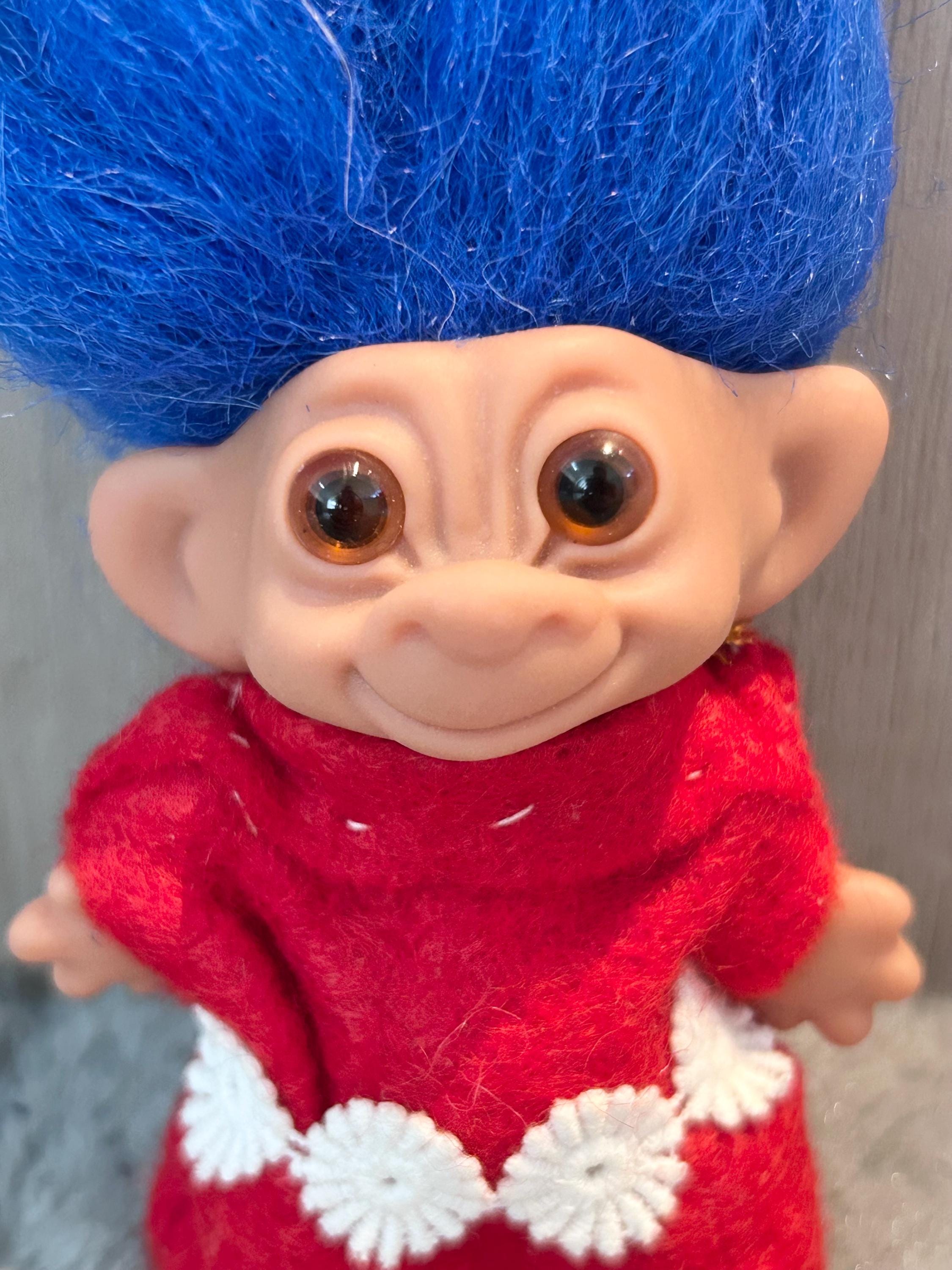 Vintage 1980s Uneeda Troll Doll: Blue Hair, Horseshoe Feet (3") - Etsy