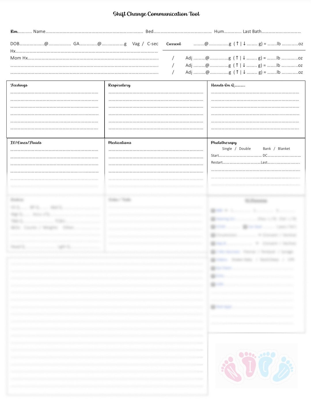 NICU Hand-off Report - Etsy