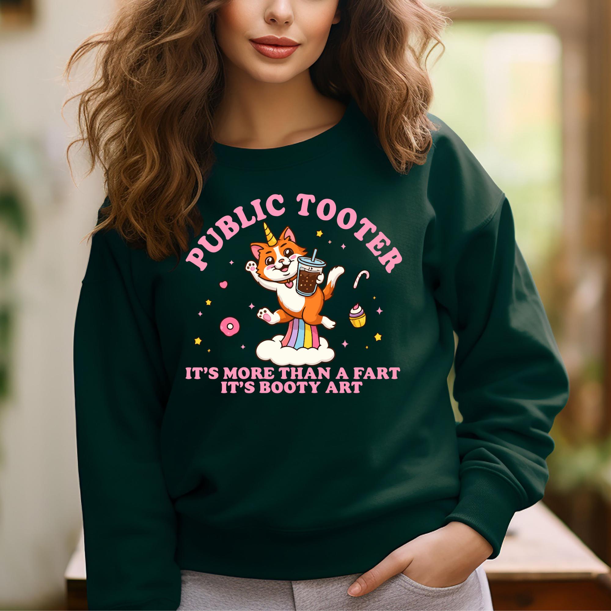 Public Tooter Sweatshirt: Inappropriate Fart Meme Crewneck Sweater ...