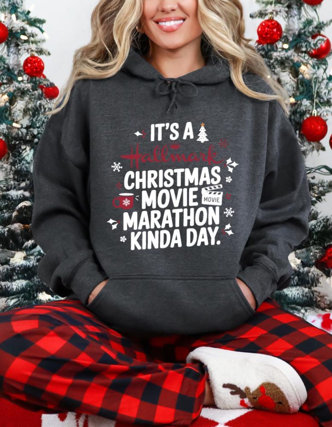 It's A Hallmark Christmas Movie Marathon Kinda Day Hoodie, Hallmark ...