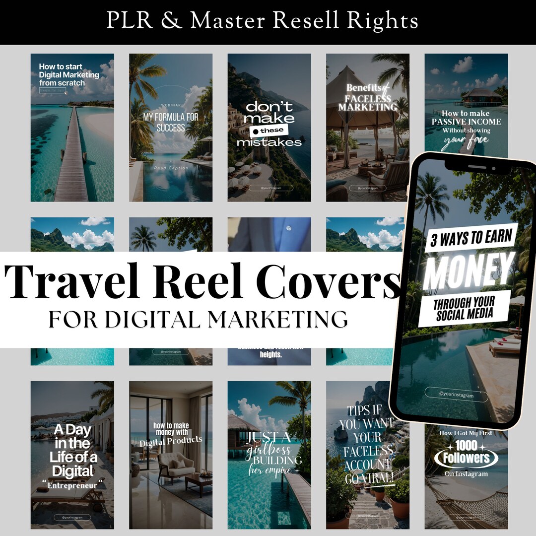 Luxury Travel Reel Covers: Faceless Marketing Canva Templates (MRR) - Etsy