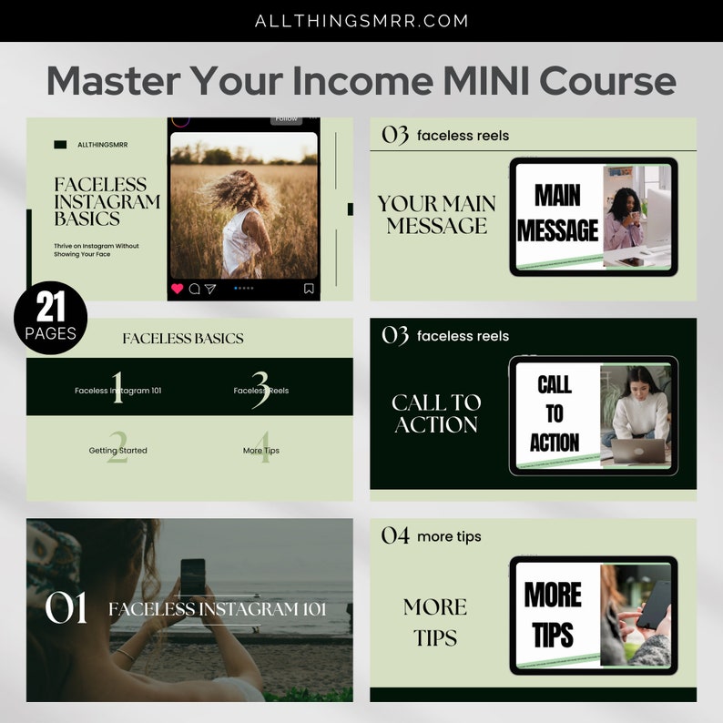 Faceless Instagram Basics MINI Course MRR Canva Guide PLR Digital Product Instagram Marketing ...