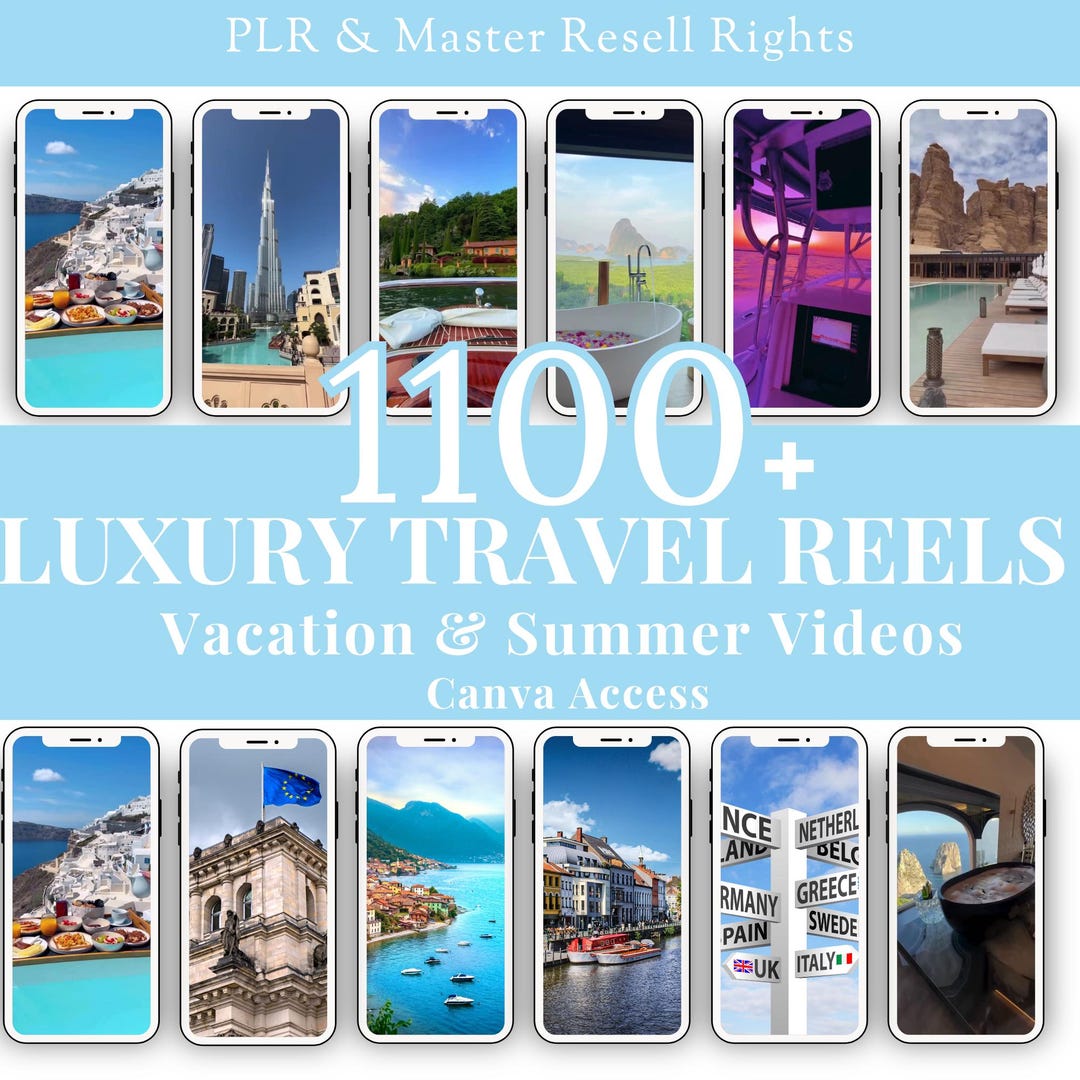 1100+ Luxury Travel Reels: Canva Instagram Video (MRR) - Etsy