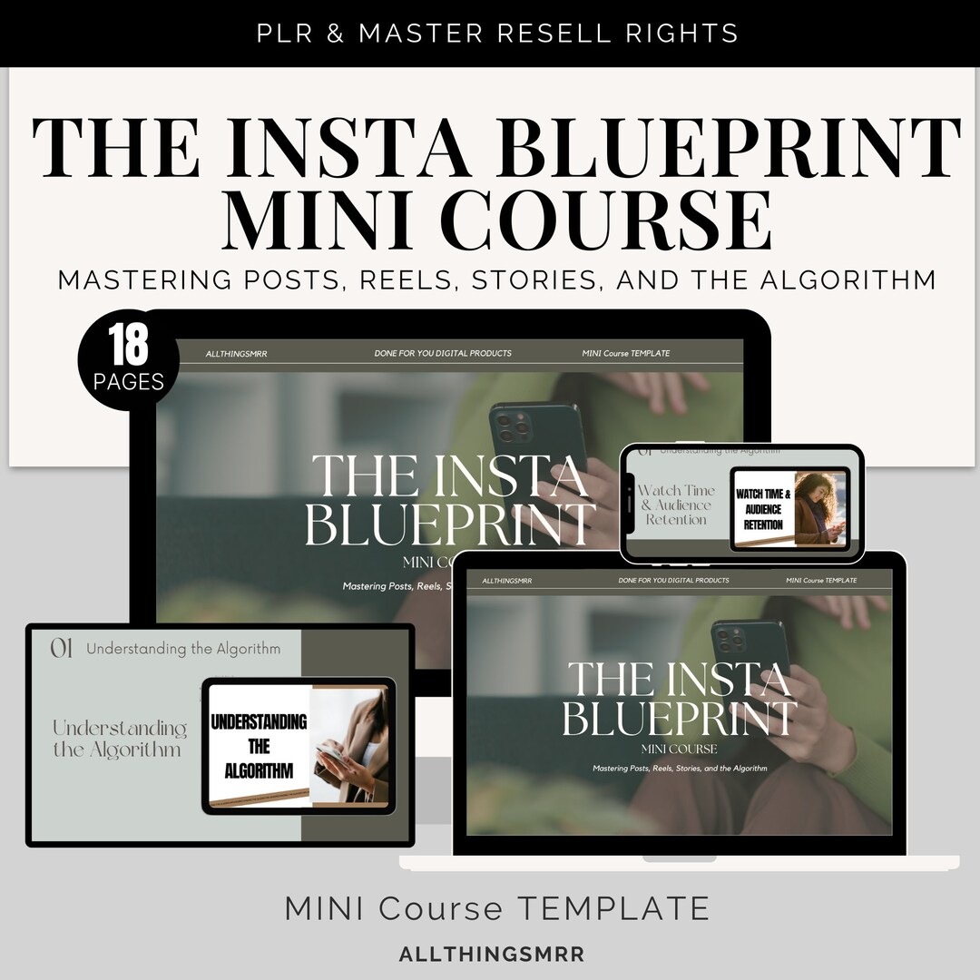 Instagram Blueprint MINI Course Temp MRR Canva Guide PLR Digital Product Posts Reels Stories and ...