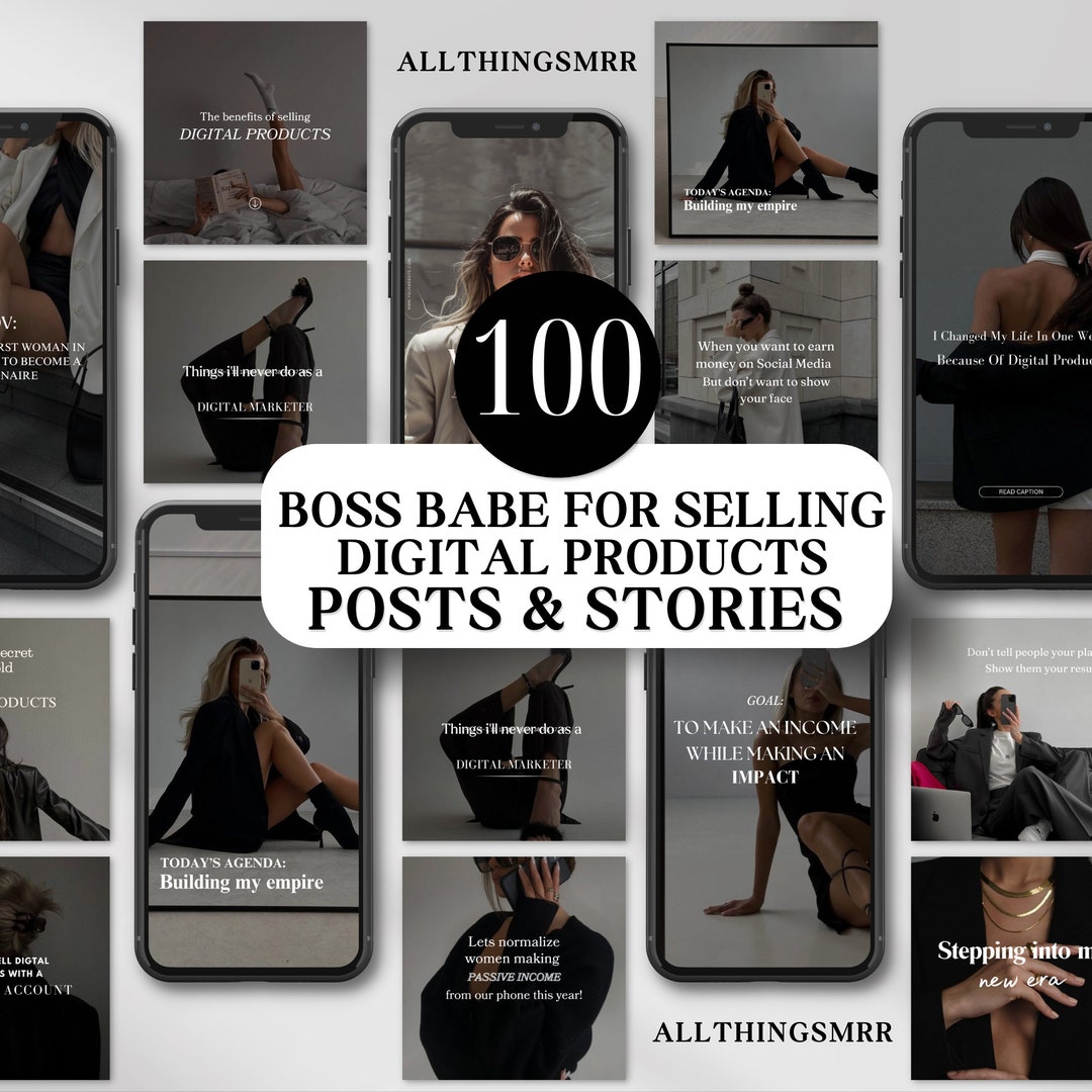 Boss Babe Aesthetic Faceless Digital Marketing Dark Instagram Templates ...