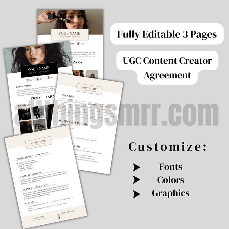 UGC Influencer Kit Canva Template: Media Kit, Portfolio, Agreement ...