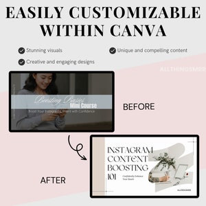 Boosting Content on Instagram Mini Course Template MRR Canva Guide PLR Digital Product Master ...