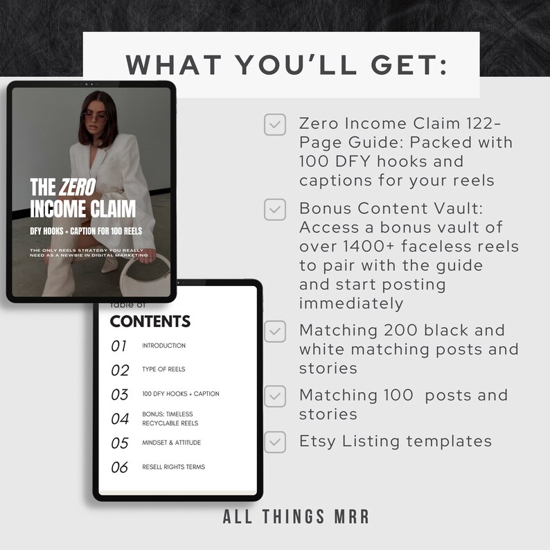 Zero Income Claim Guide: DFY Hooks & Captions, Faceless Marketing (MRR ...