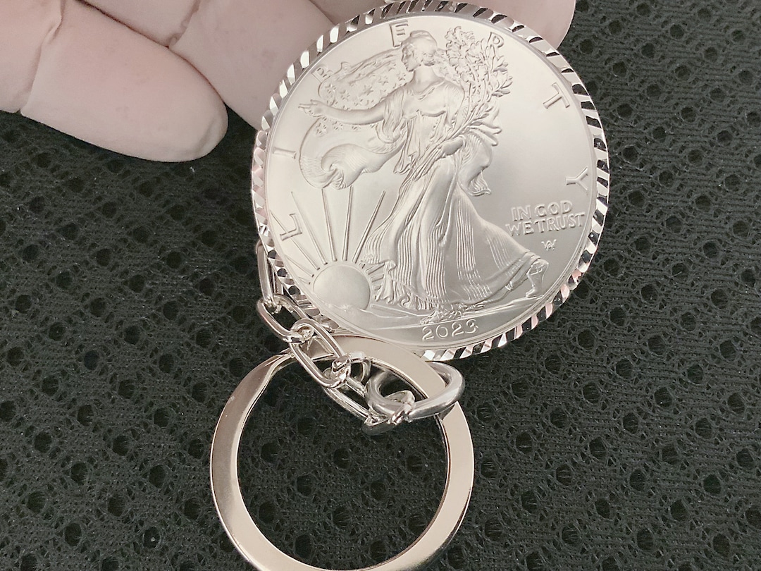 Sterling Silver Diamond Bezel 2023 BU 1 Oz. Liberty Eagle Keychain - Etsy