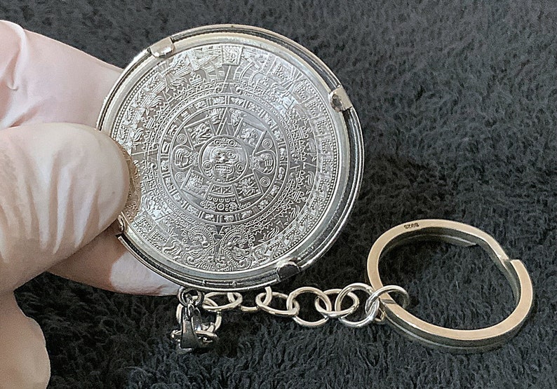 Blacks Aztec Emperor Sterling ALL Silver One Ounce Silver Coin Keychain ...