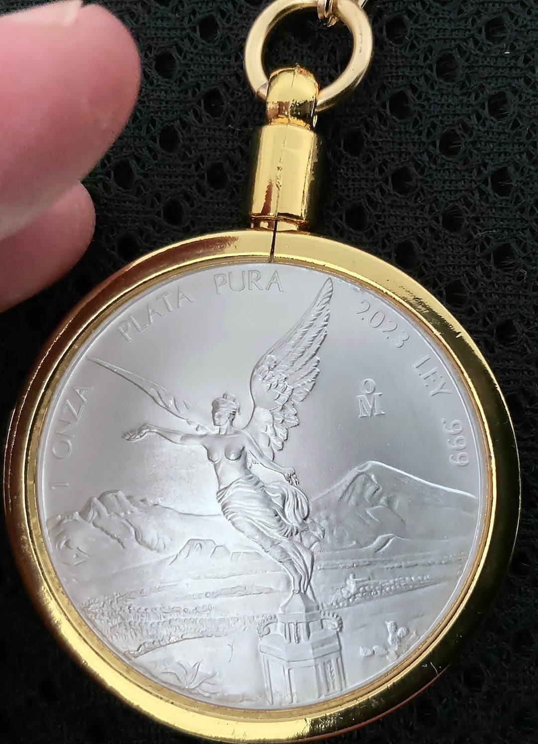 2023 One Ounce Pure Silver Libertad gold Bezel Coin Keychain - Etsy