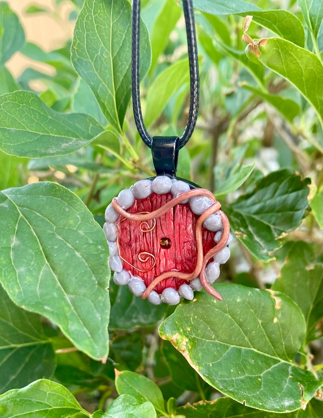 Brick Red Hobbit Hole Door / Fairy Door Necklace - Etsy