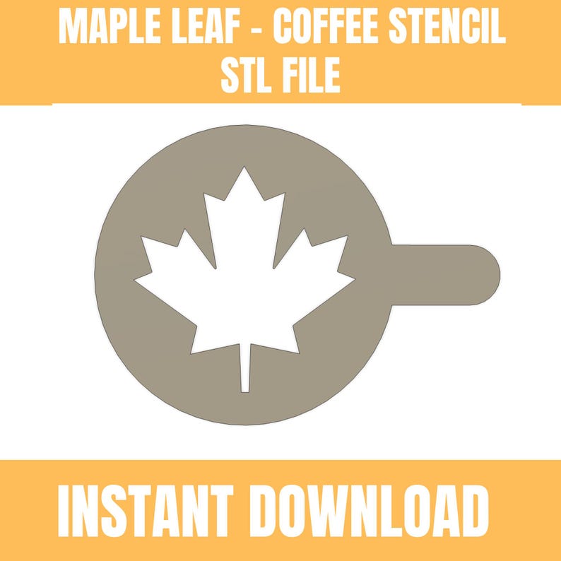 Maple Leaf Coffee Stencil - STL File Digital Download - Etsy