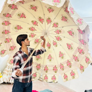 Beautiful Hand Block Printed Umbrella, Indian Handmade Large Big ...