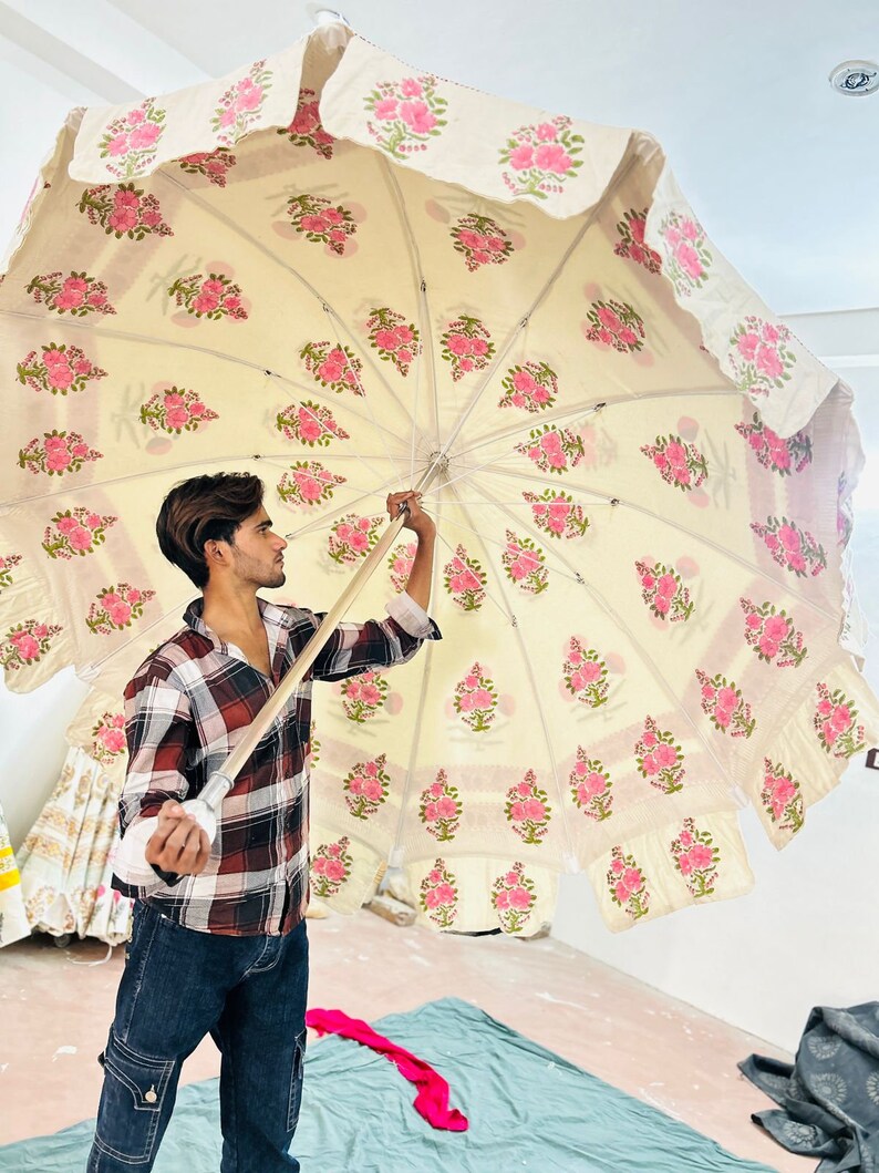 Beautiful Hand Block Printed Umbrella, Indian Handmade Large Big ...