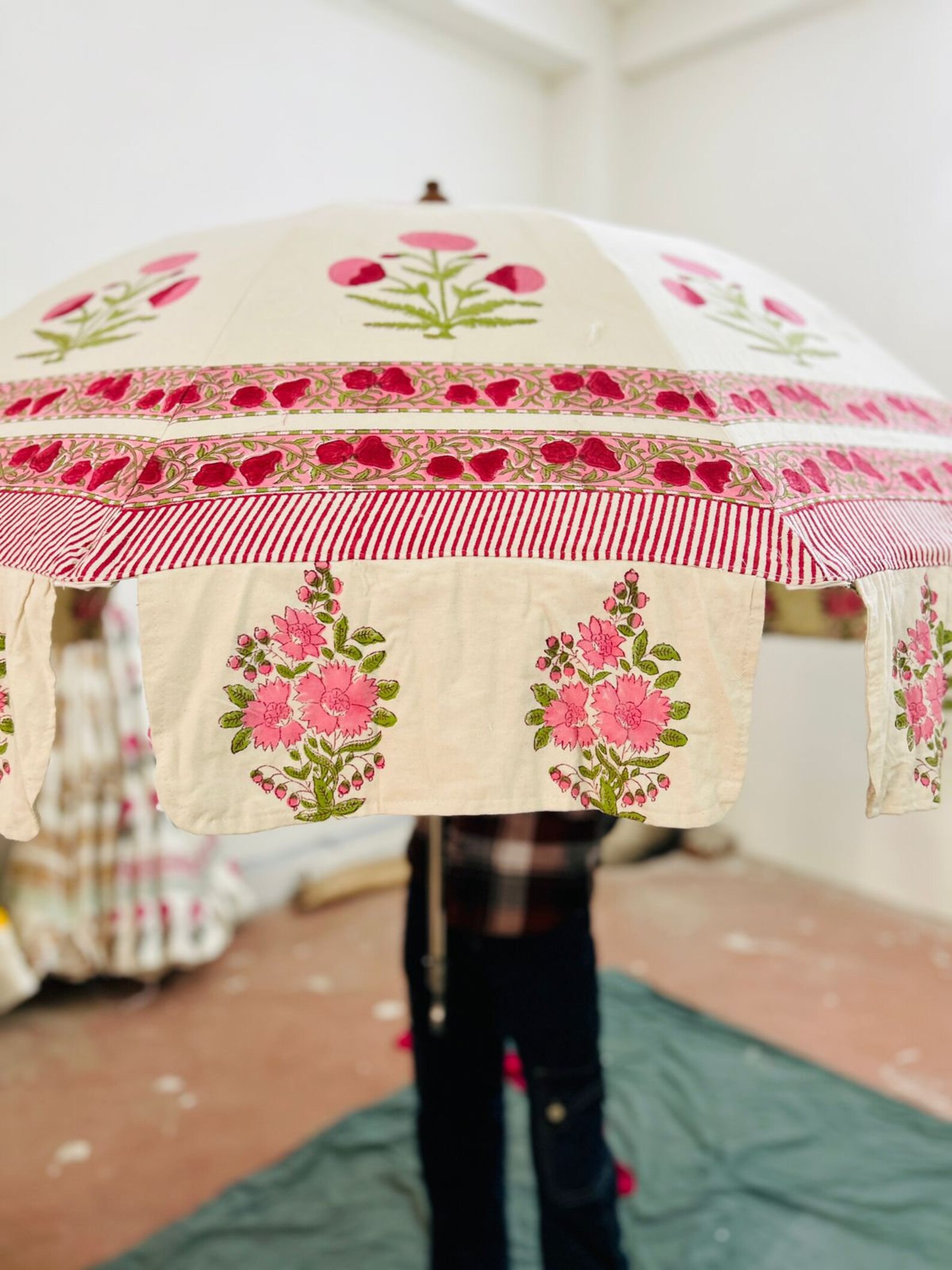 Beautiful Hand Block Printed Umbrella, Indian Handmade Large Big ...