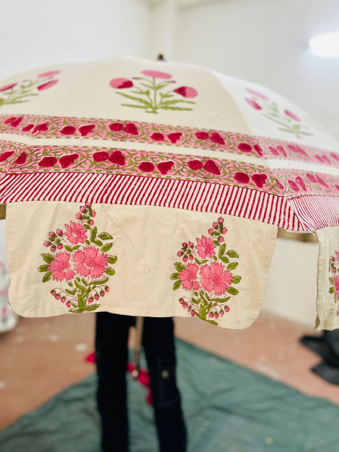 Beautiful Hand Block Printed Umbrella, Indian Handmade Large Big ...