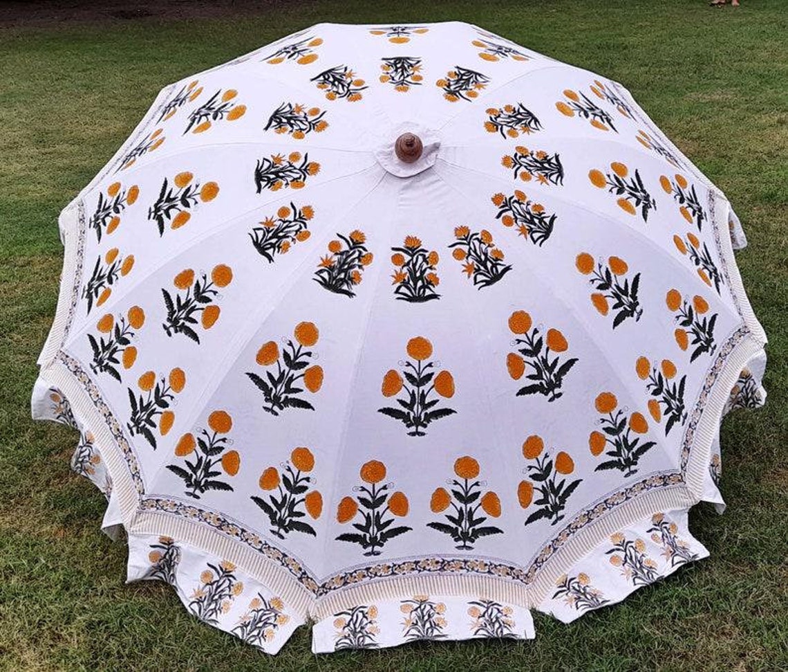 Beautiful Hand Block Printed Umbrella, Indian Handmade Large Big ...