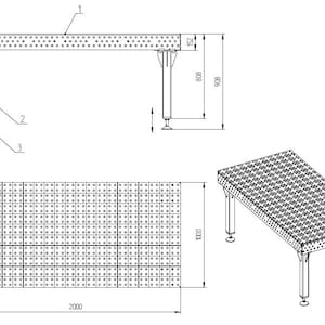 Welding Table Designs Drawing: Professional 39/79/6 Inch DXF Files for ...