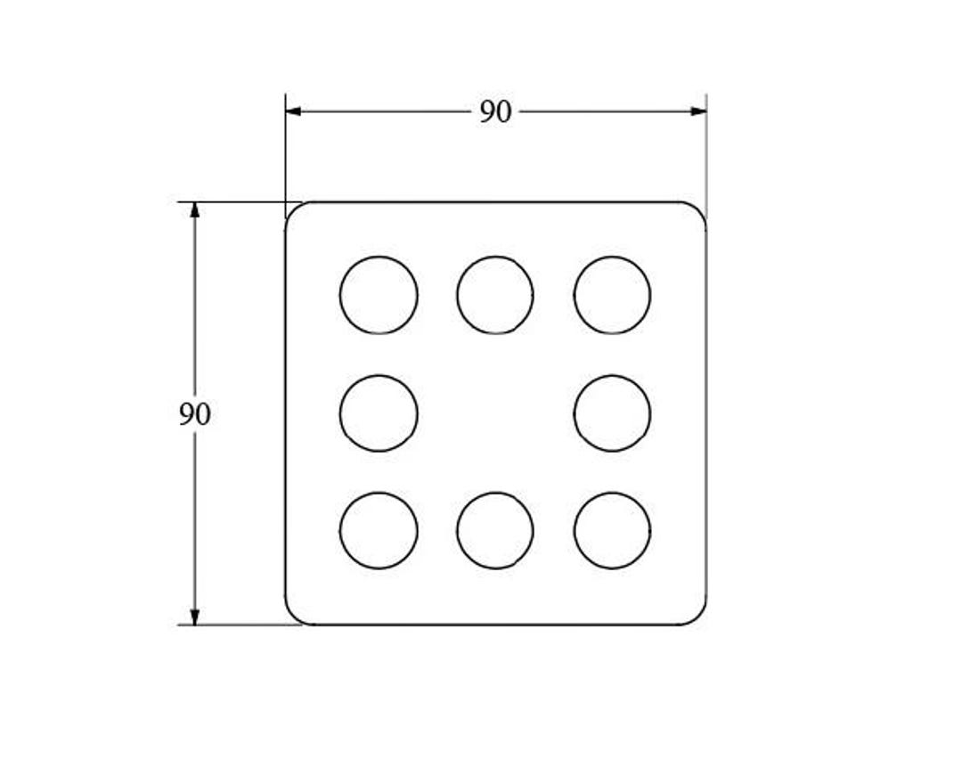 Laser Cut Square Plate With Circular Holes | 90x90mm | DXF File - Etsy