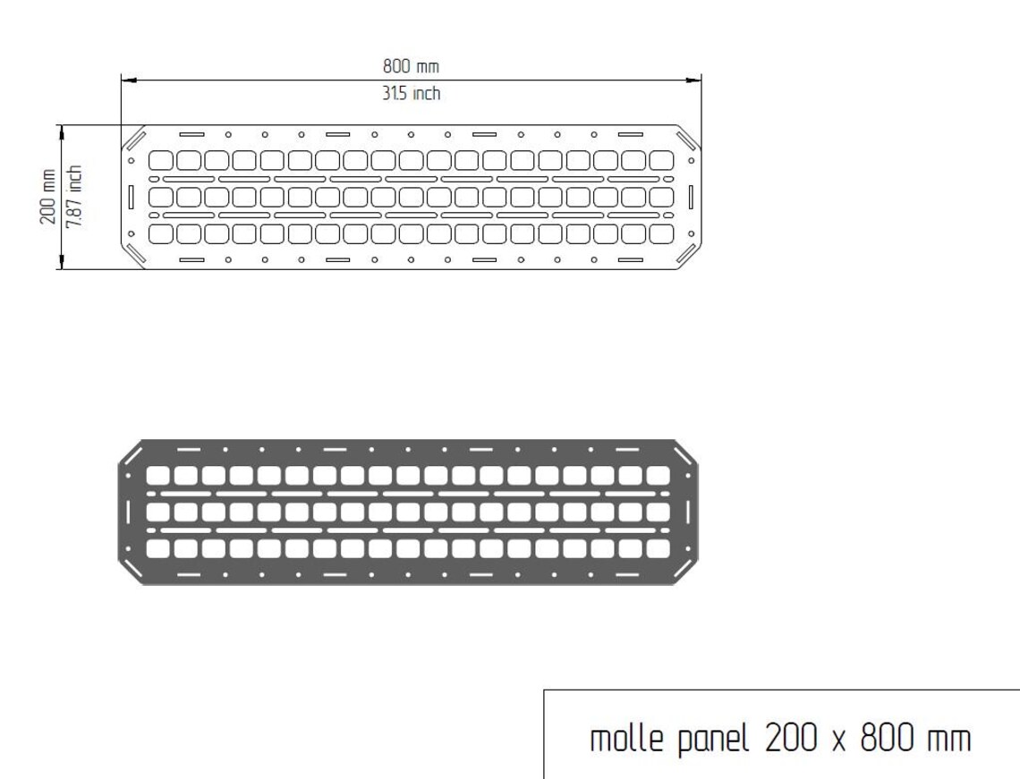 DIY MOLLE Panel Dimensions 200x800 Mm - Custom Cnc Dxf Files for Under ...