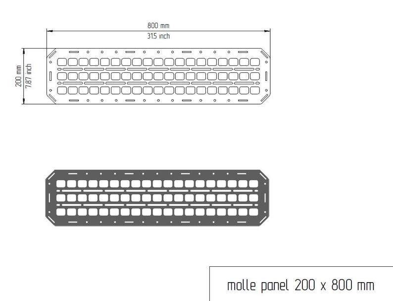 DIY MOLLE Panel Dimensions 200x800 Mm - Custom Cnc Dxf Files for Under ...