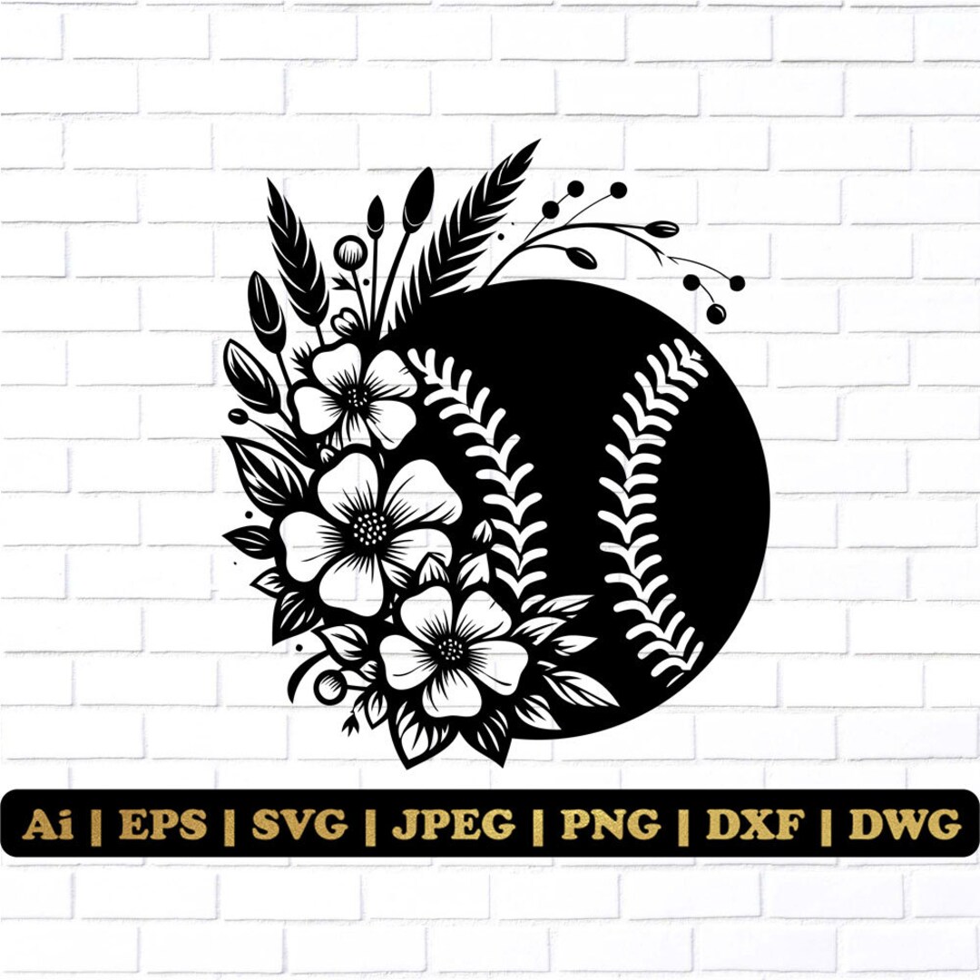 Baseball With Flowers Svg, Flower Mandala Inside Baseball Svg, Floral ...