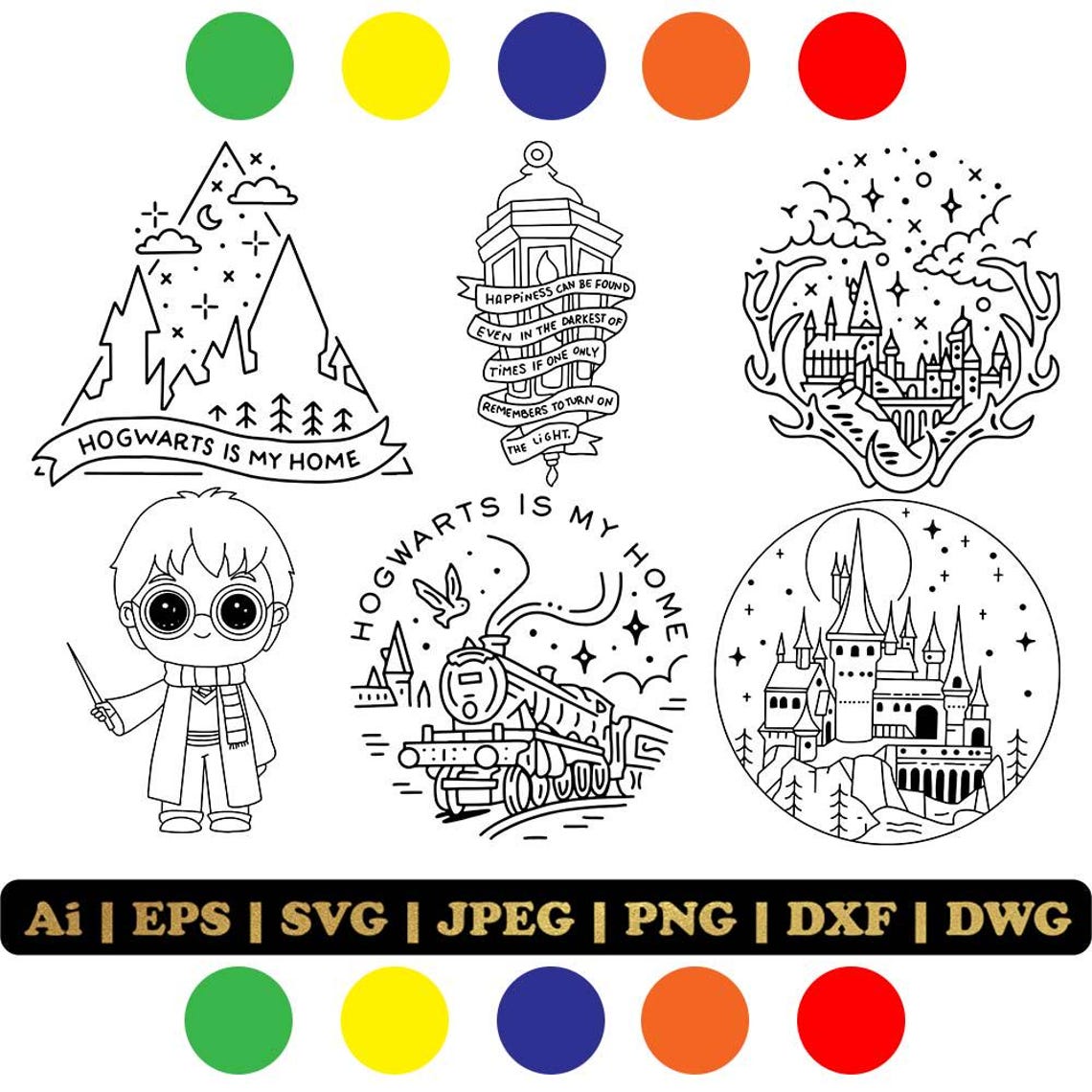 HP Svg Png Jpeg, Potterhead Svg, Gryffindore House Stencil Svg, Wizard ...
