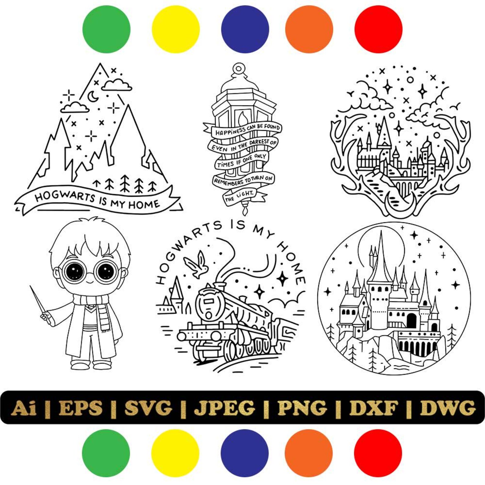 HP Svg Png Jpeg, Potterhead Svg, Gryffindore House Stencil Svg, Wizard ...