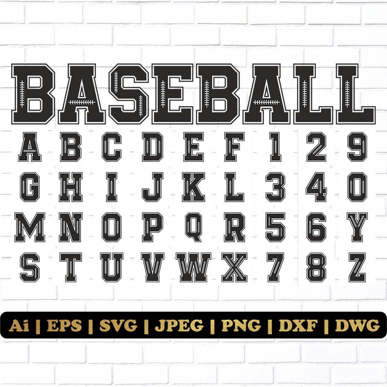 Baseball Font Svg, Baseball Alphabets Svg, Baseball Numbers Svg ...