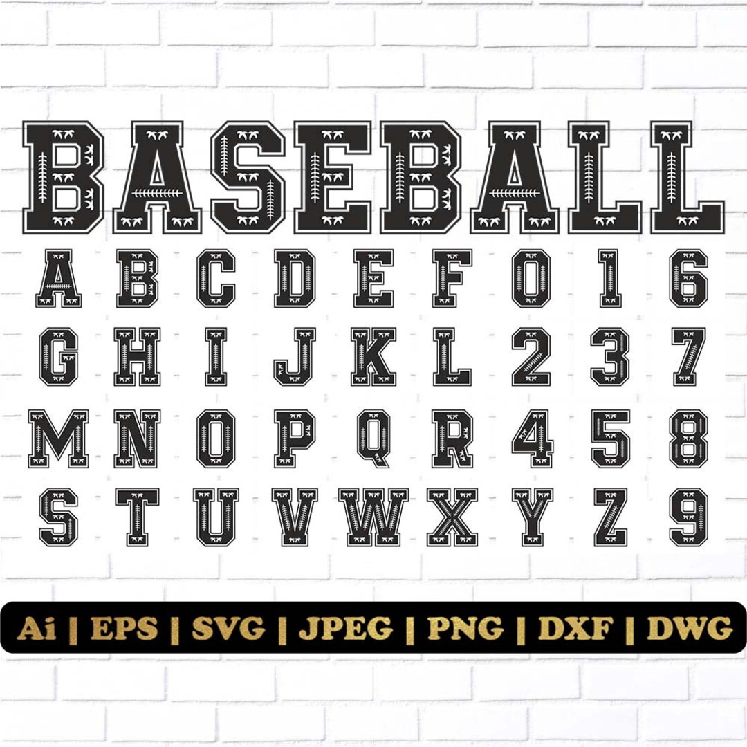 Baseball Font Svg, Baseball Alphabets Svg, Baseball Numbers Svg ...