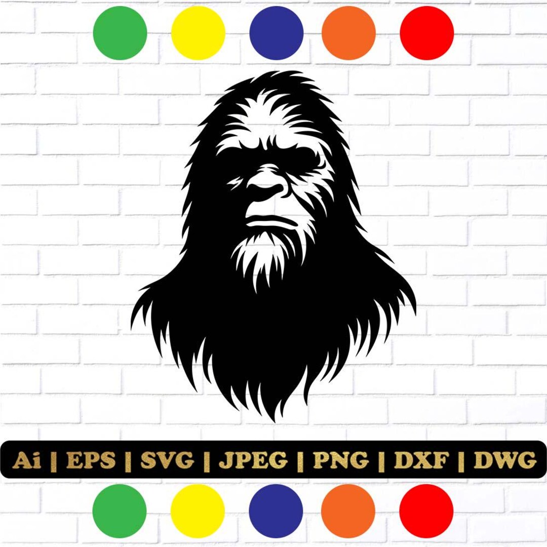 Bigfoot Face Svg, Sasquatch Big Face Silhouette Black Vector, Clipart ...