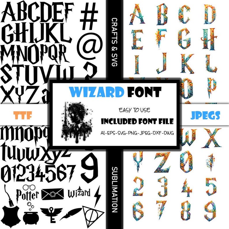Potter Font SVG Halloween Font Wizard Potter Svg Png Eps TTF Font ...