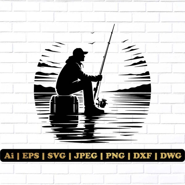 Bass Fishing Scene Dxf - Etsy