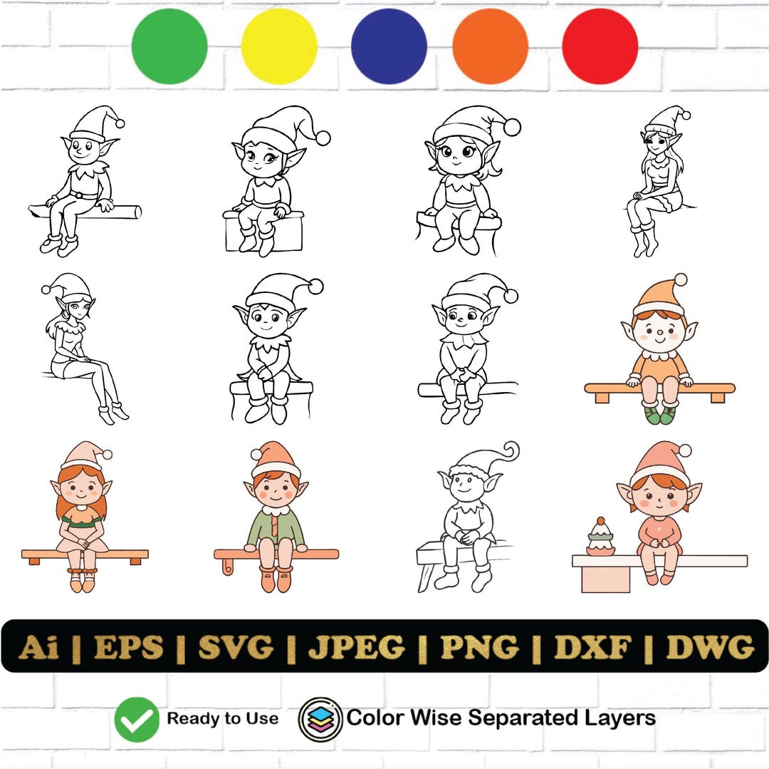 Cute Elf on Shelf Svg, Elve on Shelf Svg, Elf Shelf Outline ...