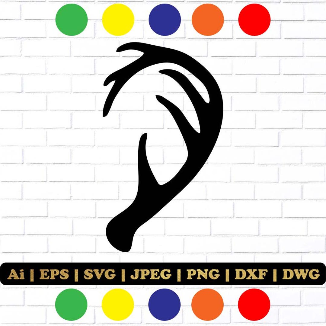 Single Deer Antler Svg, Deer Antler Horns Svg, Antler Silhouette for ...